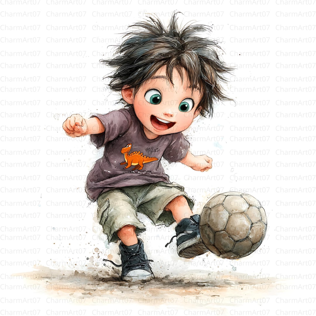 Soccer Boy Clipart, Sporty Kids Illustration (digital Download) - Etsy