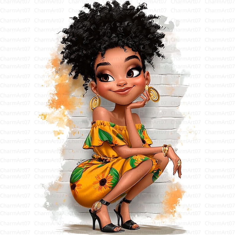 Black Girl Clipart Bundle: Watercolor Afro Graphics (digital Download ...