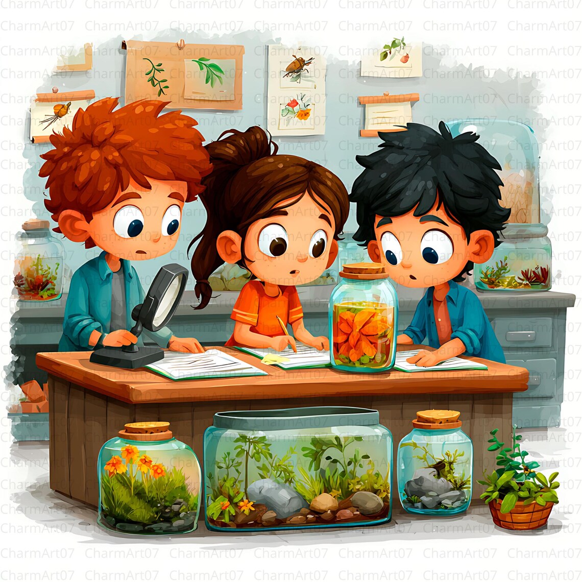 Watercolor Classroom Clipart Bundle: Teacher Student Illustrations ...