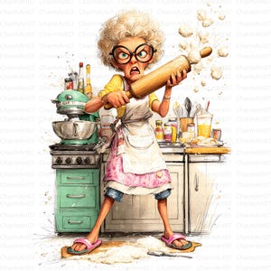 Grandmother Cook Clipart, 18 Funny Senior, Grandma Clipart, Grumpy Old ...