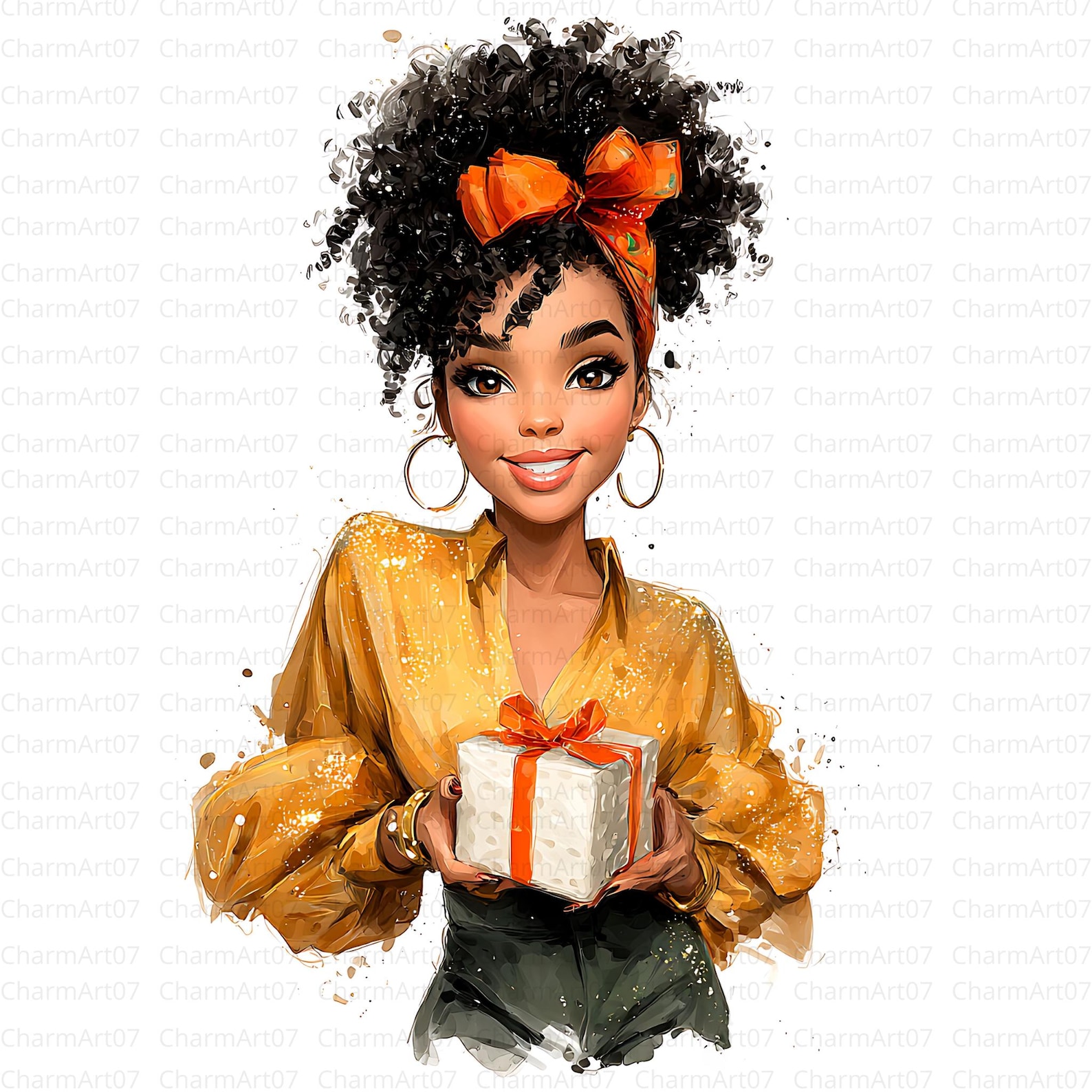 African American Women Clip Art: Watercolor Style Illustrations (JPG ...