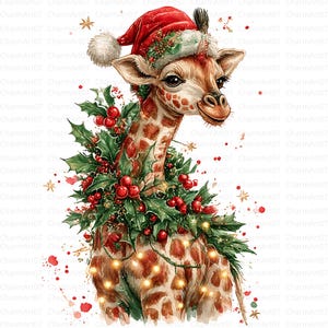 Christmas Giraffe Watercolor Clipart Bundle (digital Download) - Etsy