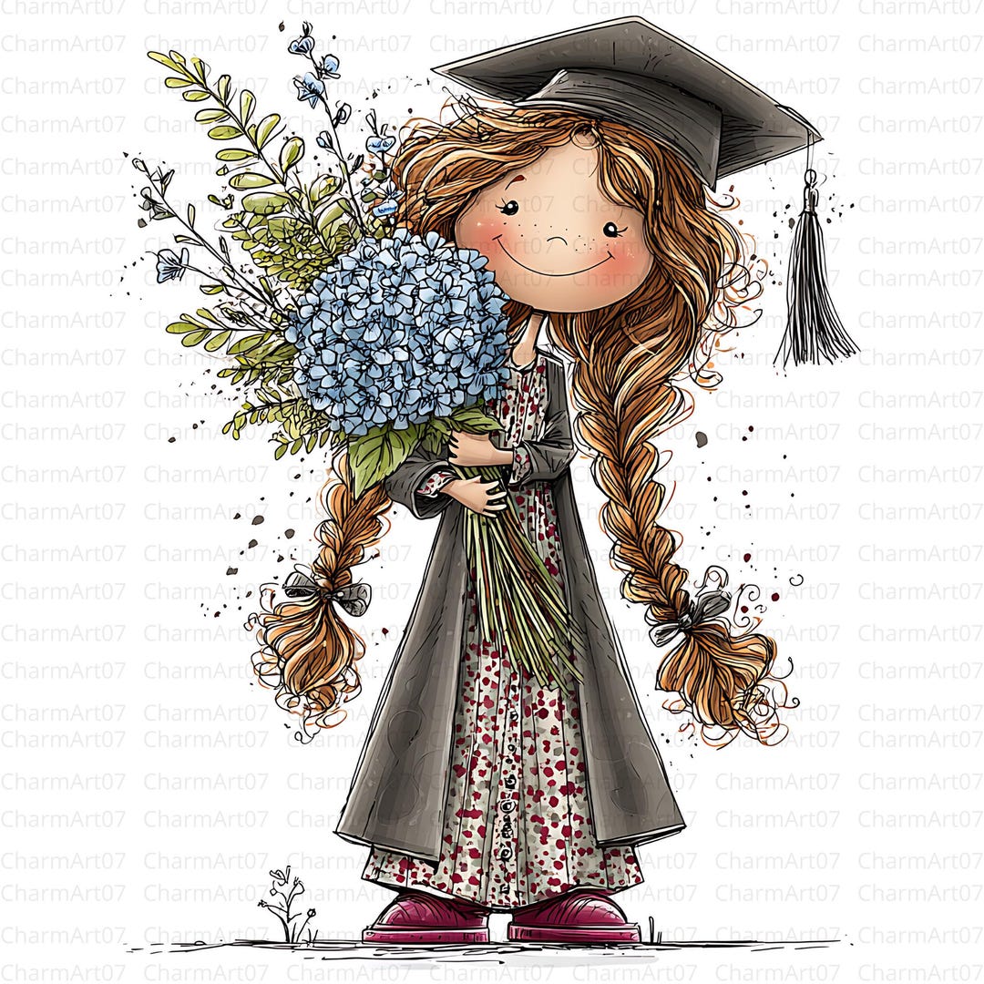 28 Quirky Girl Graduation Clipart, Student Grad Designs, Printable ...