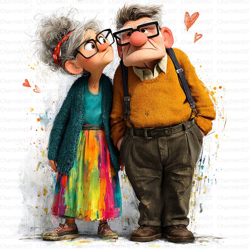 30 Funny Old Couple Clipart Bundle: Watercolor Anniversary Art (digital ...