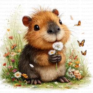 18 Cute Capybara Clipart Bundle, Baby Capybara, Printable Watercolor ...