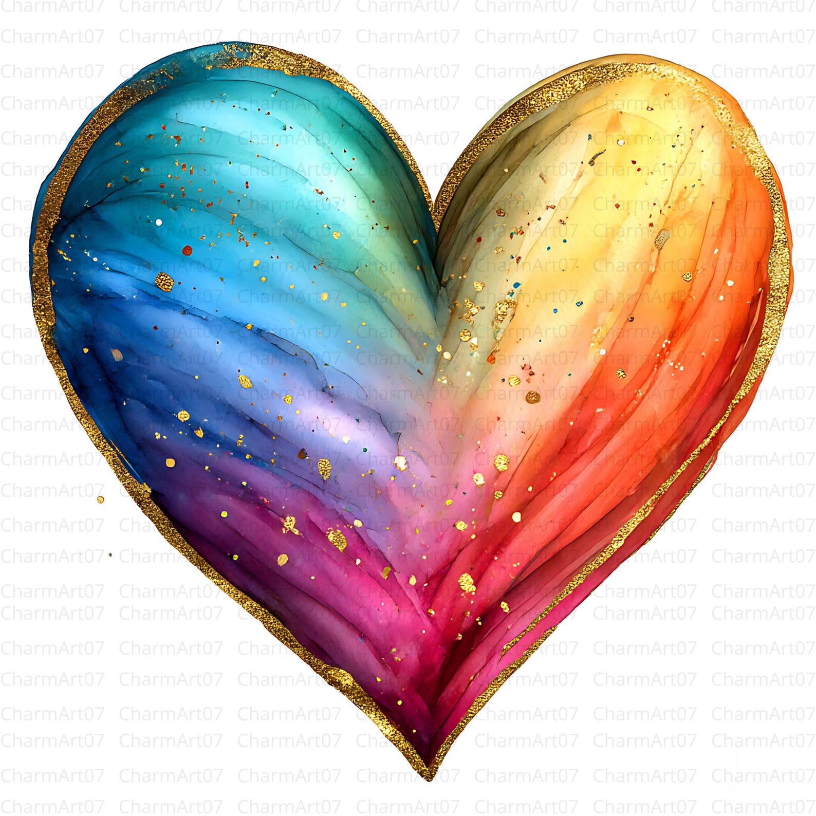 Watercolor Rainbow Heart Clipart, Whimsical Art (digital Download) - Etsy