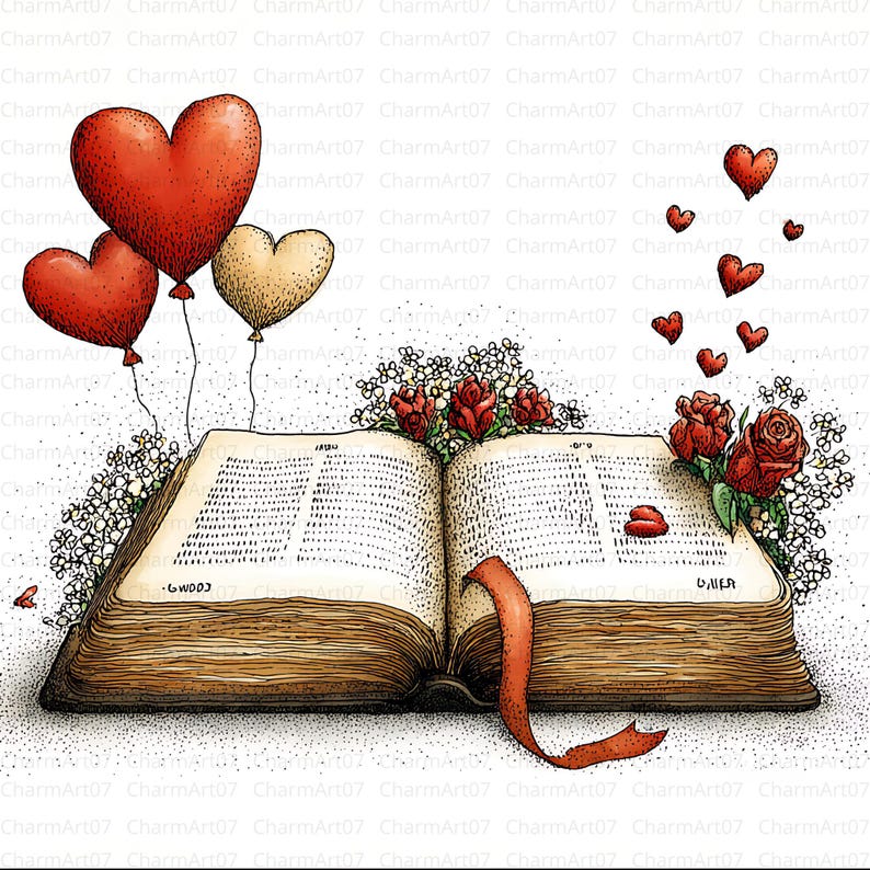 28 Valentine’s Day Books Clipart Bundle, Romantic Reading Illustrations ...