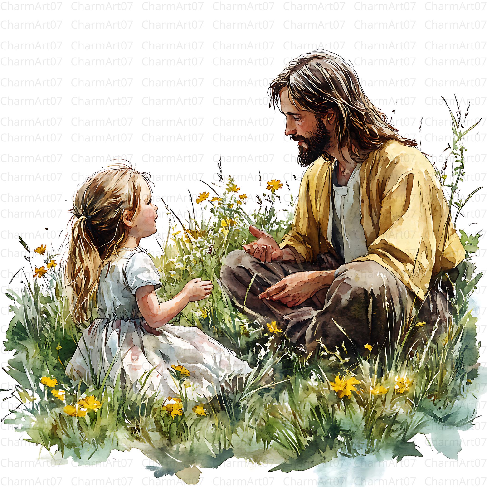 15 Jesus With Girl, High-quality JPG ,jesus With Kids Bundle , Jesus ...