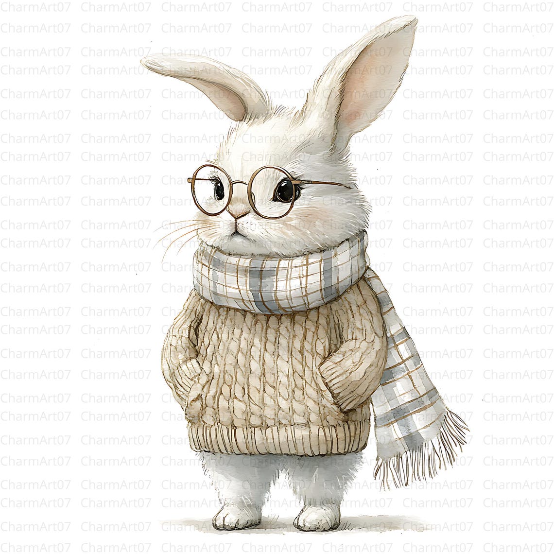 13 Watercolor Bunny Clipart, Rabbit Clipart, Nursery Animal Clipart ...