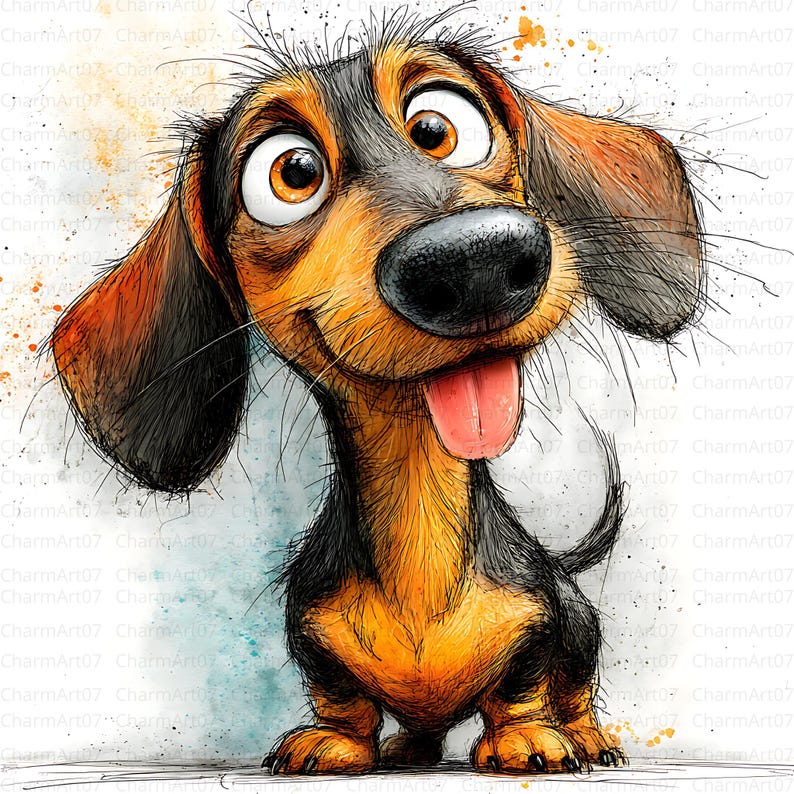 Dachshund Dog Clipart: Watercolor Wiener Dog Art (digital Download ...
