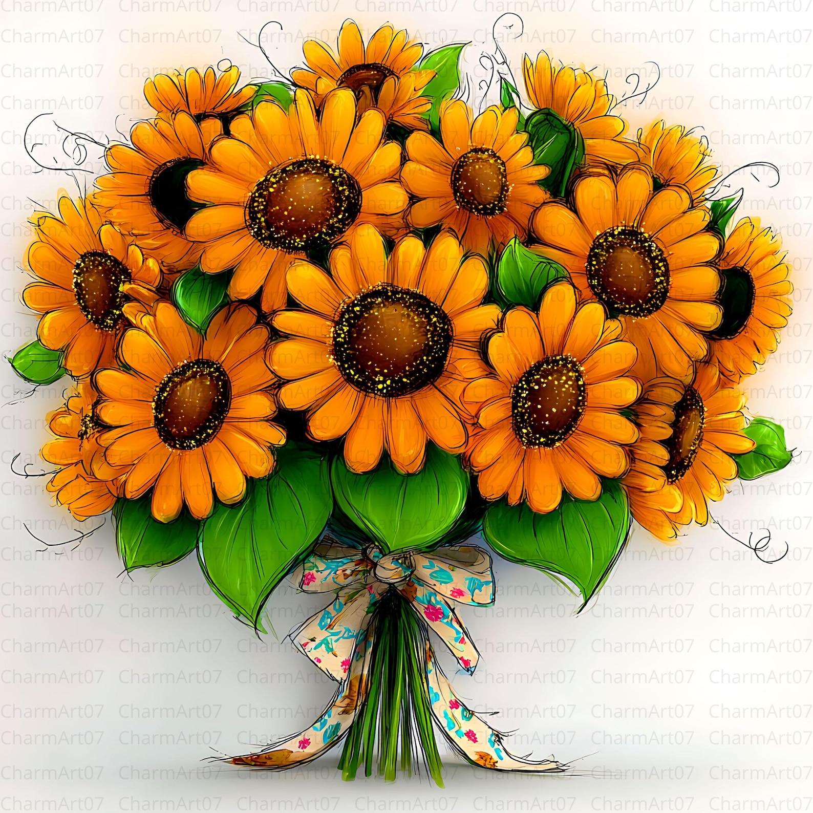 14 Watercolor Sunflower Clipart, Floral Art, High Resolution Jpgs ...