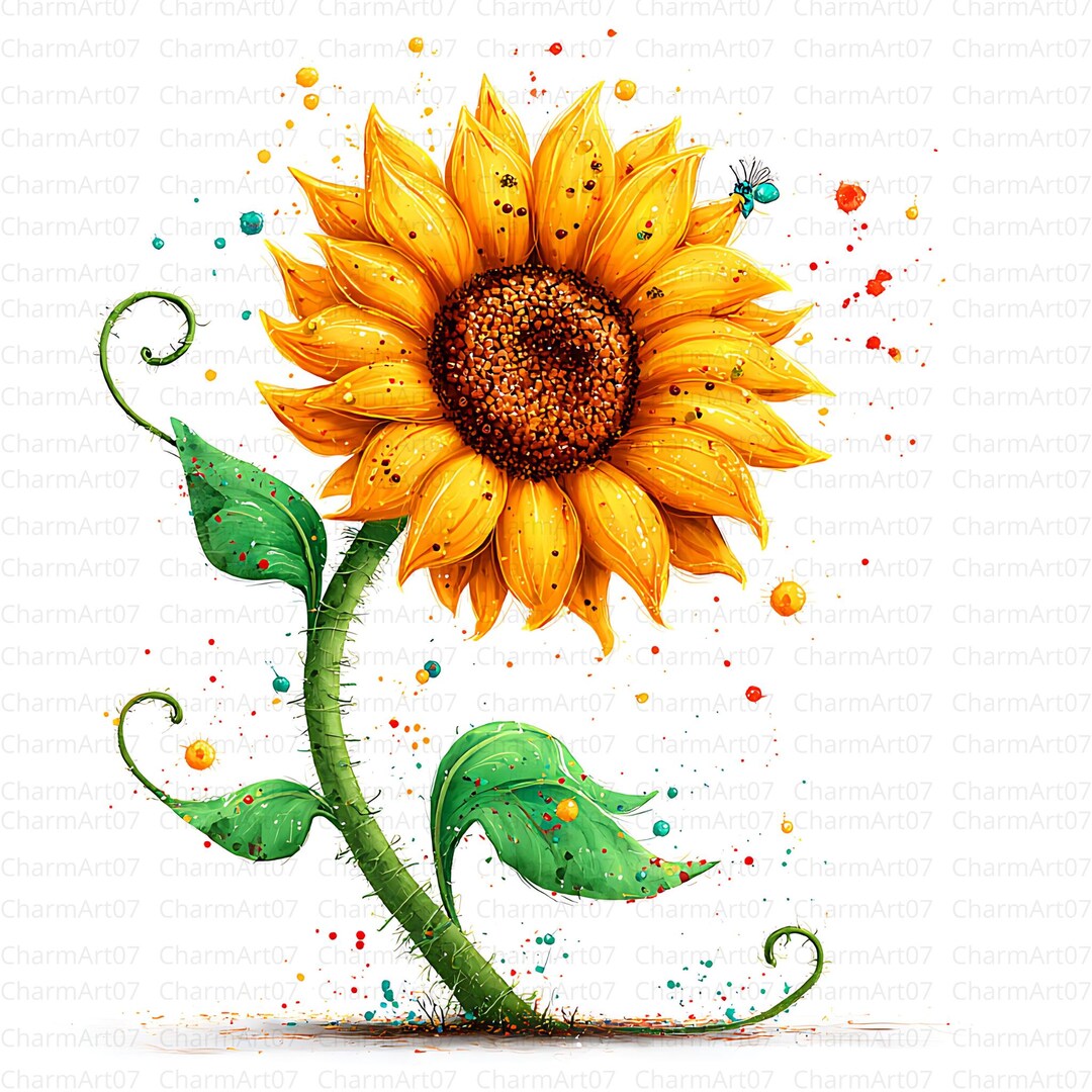 14 Watercolor Sunflower Clipart, Floral Art, High Resolution Jpgs ...