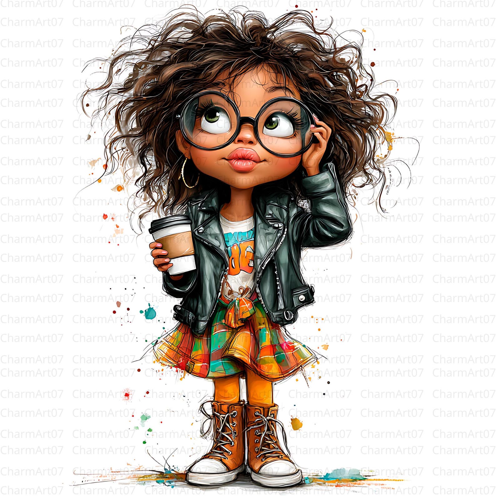18 Black Teenager Clipart Bundle, Cute Afro Whimsical Girl, Teenage ...