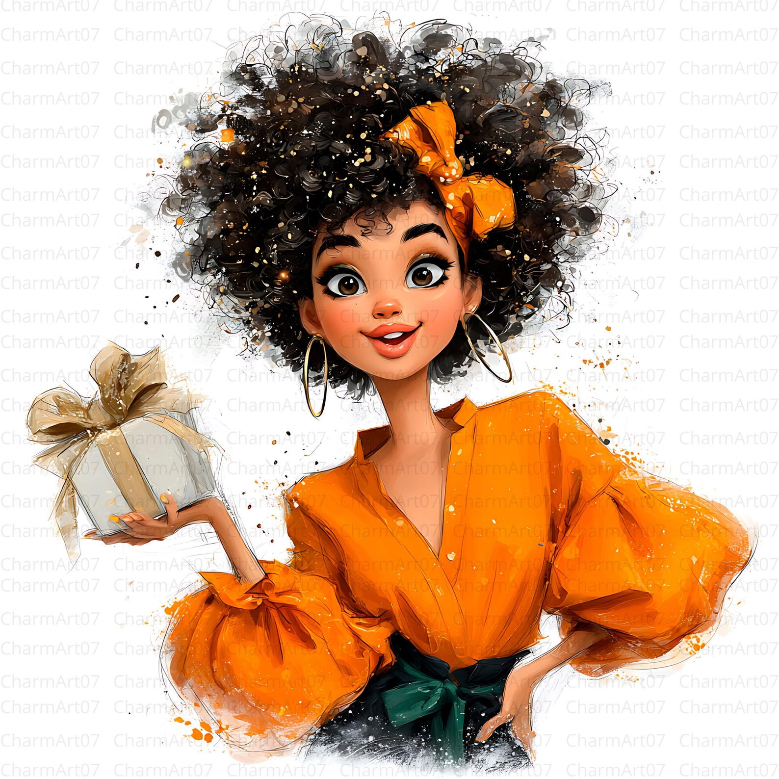 African American Women Clip Art: Watercolor Style Illustrations (JPG ...