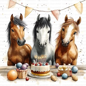 20 Funny Horse Birthday Clipart, Farm Animals Clipart, Quirky Horse ...
