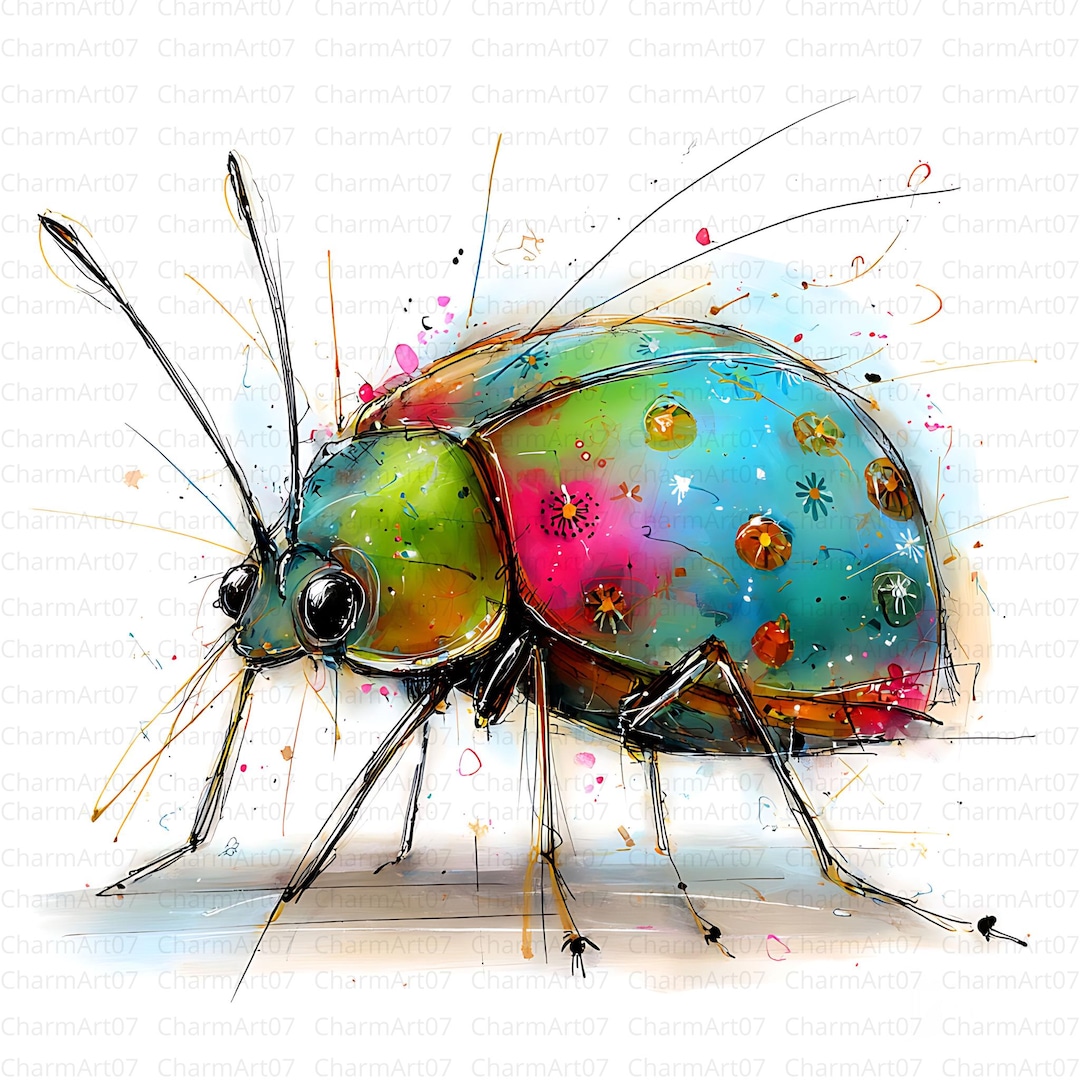 Floral Ladybug Watercolor Clipart, 24 Printable Art (digital Download ...