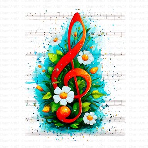 Watercolor Music Notes Clipart, 18 Music Wall Art, Music Note ...