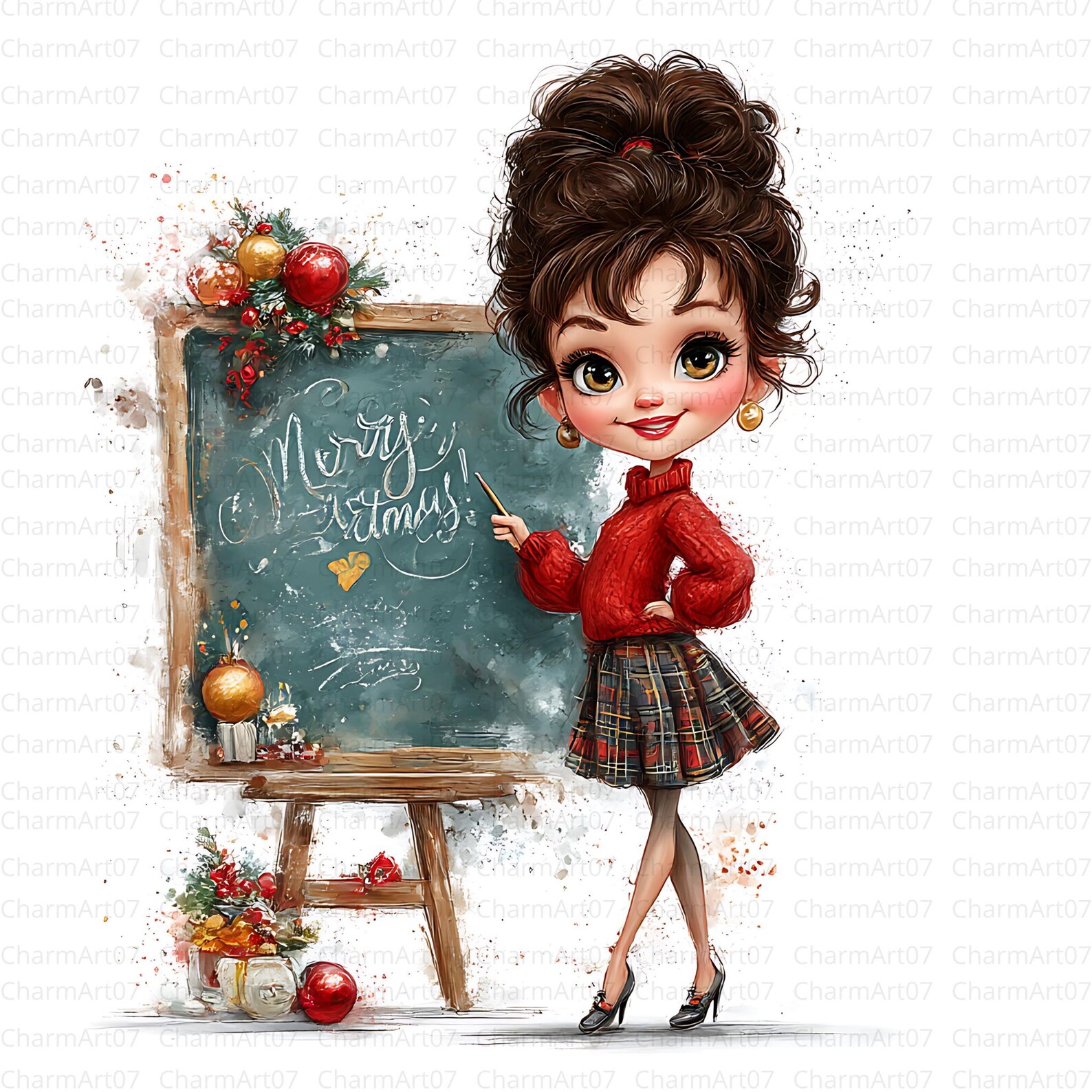 20 Christmas Teacher Clipart Bundle: School Graphics (digital Download ...