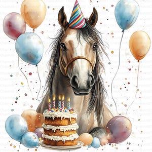 20 Funny Horse Birthday Clipart, Farm Animals Clipart, Quirky Horse ...
