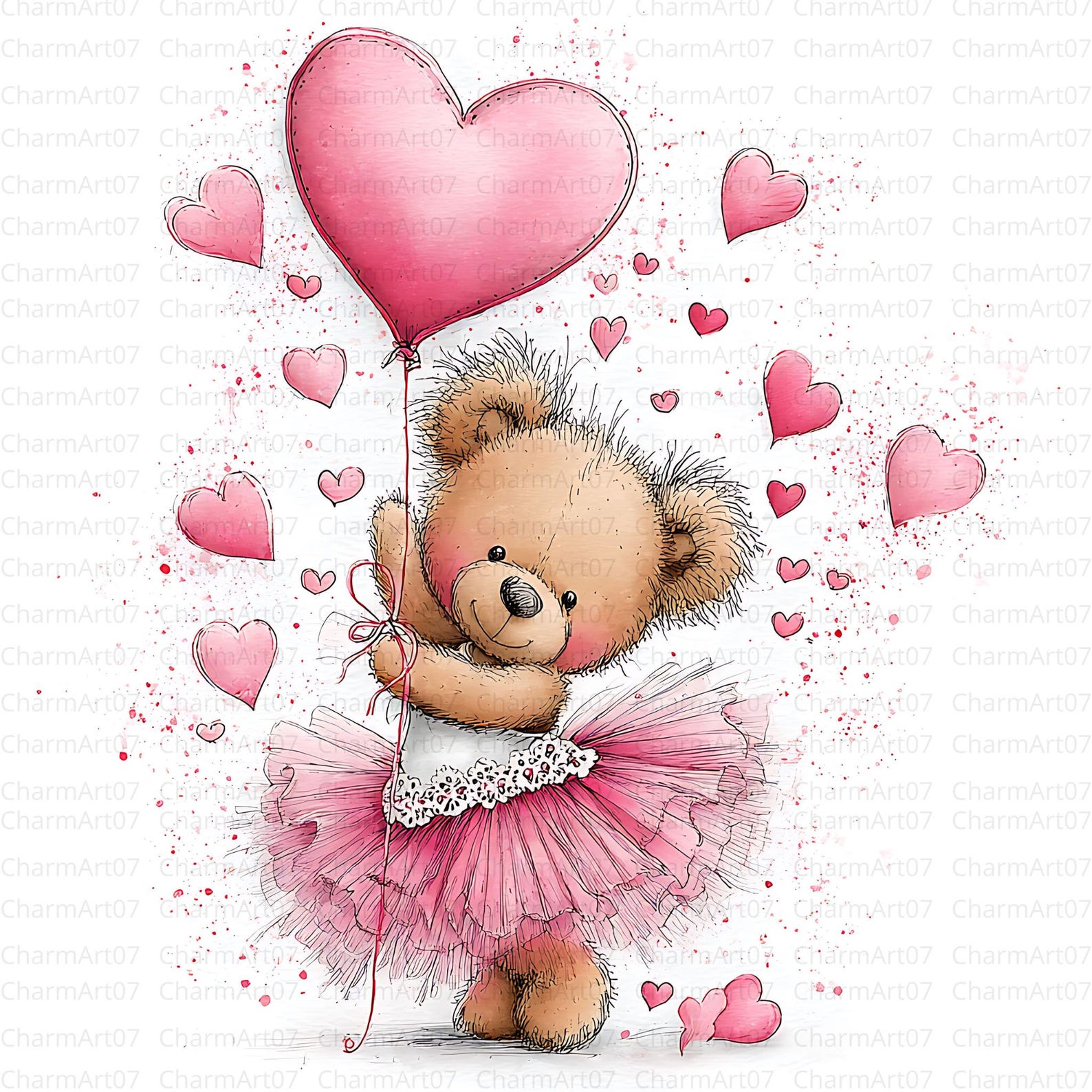20 Watercolor Valentine Teddy Bear Clipart, Soft Pastel Love Bears ...