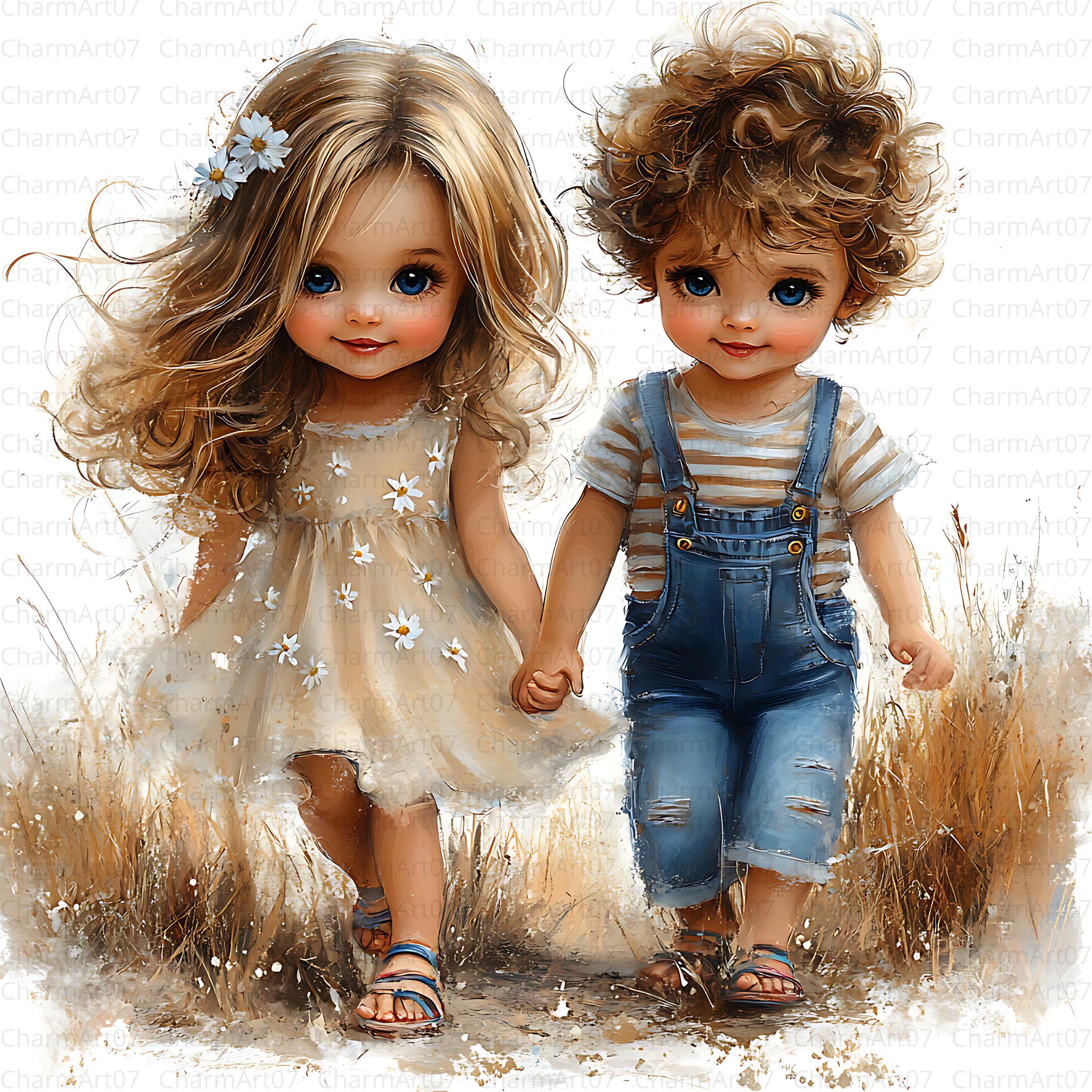 20 Best Friends Little Girls Clipart, Baby Girls, Children Clipart ...