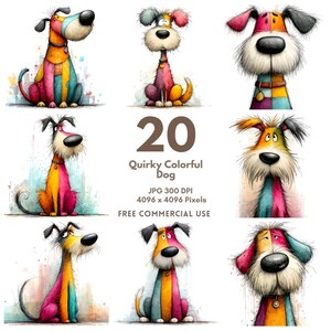 Colorful Dog Clipart: Whimsical Puppy Illustrations for Commercial Use ...