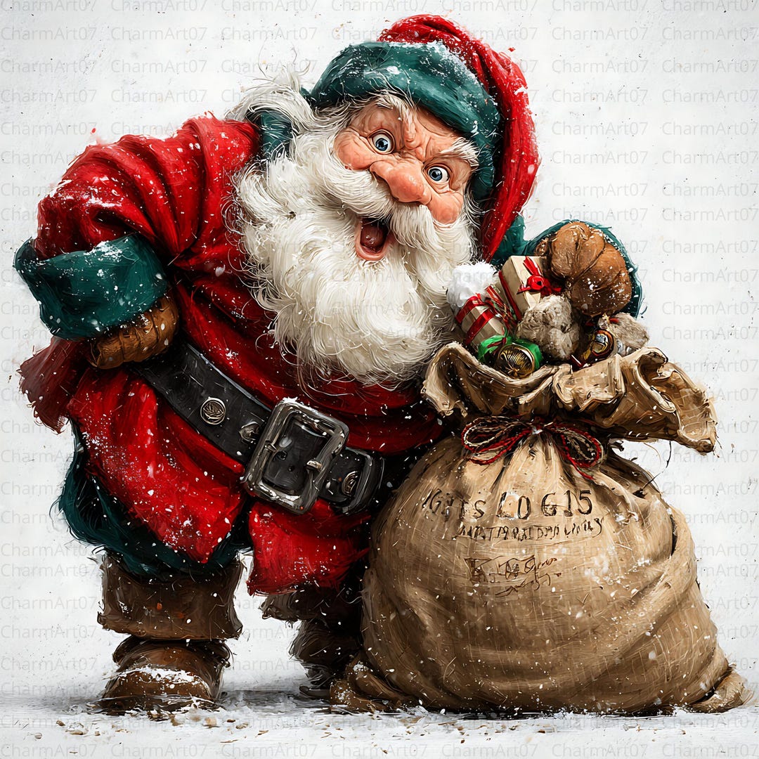 Santa Claus Clipart Bundle: Watercolor Christmas Card Art (JPG) - Etsy
