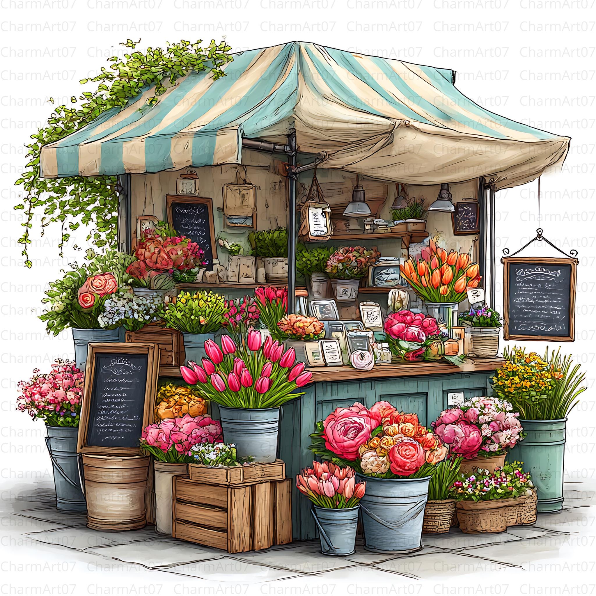 15 Flower Shop Clipart, Watercolor Floral Market (jpgs) - Etsy