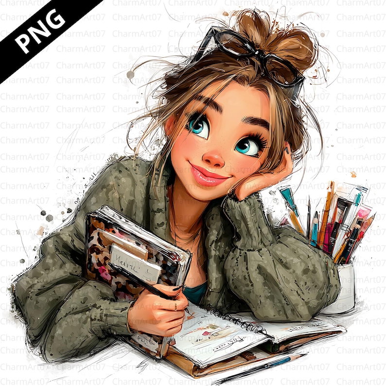 Whimsical Girls Clipart Set: Cute Watercolor PNG Bundle (digital ...
