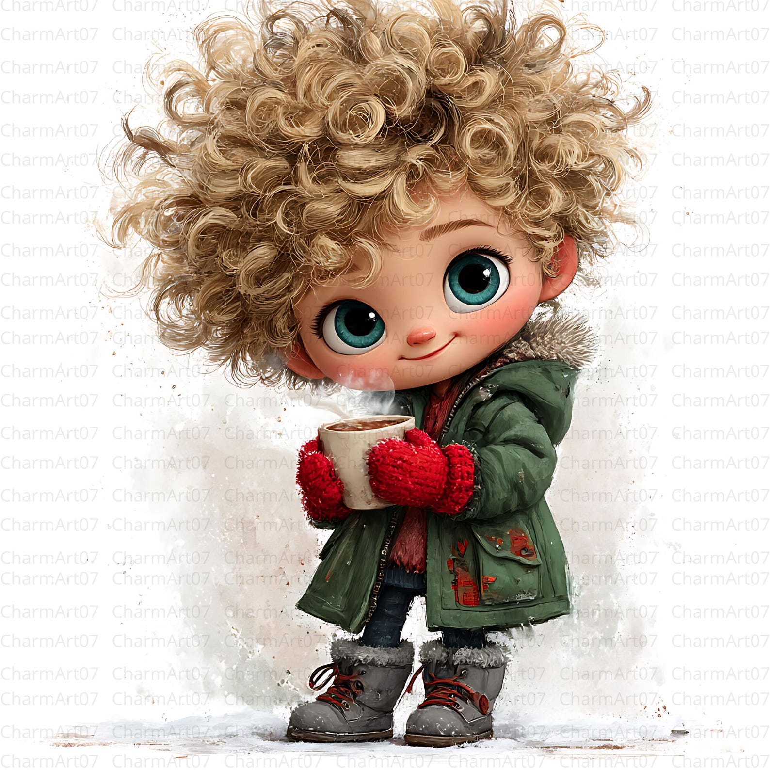 Watercolor Winter Kids Clipart Bundle : 20 Christmas Children JPG ...
