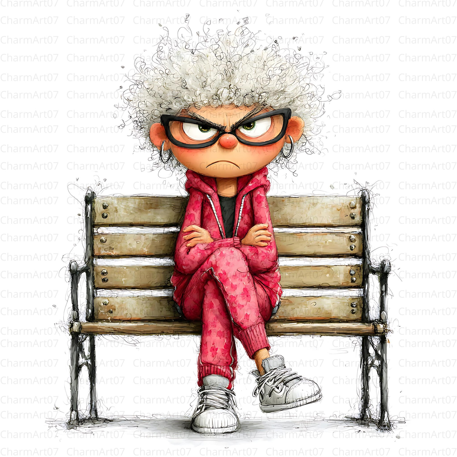 Grumpy Old Lady Clipart: Funny Grandma JPG Images (digital Download) - Etsy