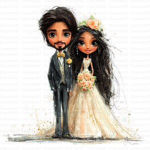 Chibi Wedding Couple Clipart Bundle (JPG Digital Download) - Etsy