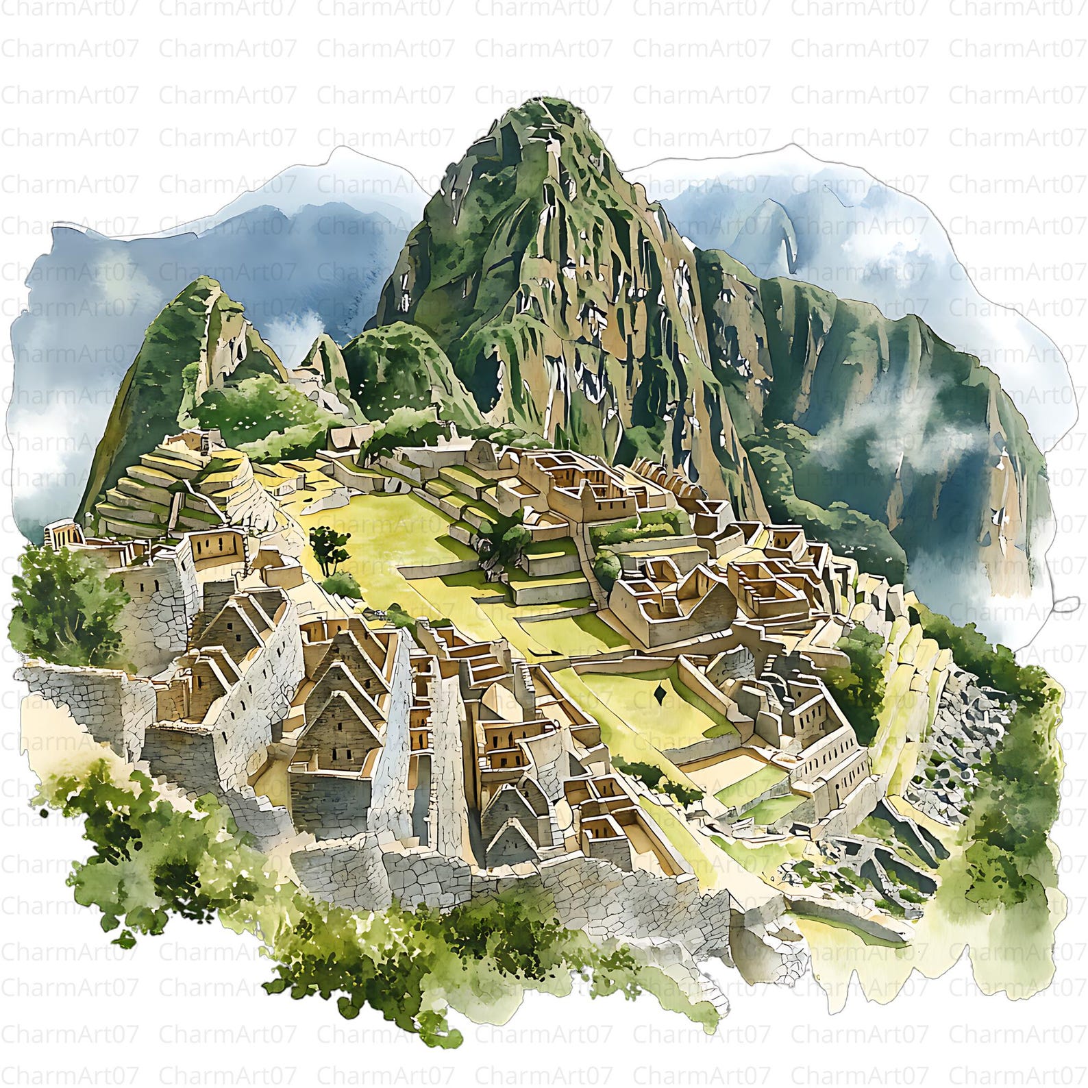 17 Machu Picchu Watercolor Clipart, High-quality Pngs, Watercolor Lost ...
