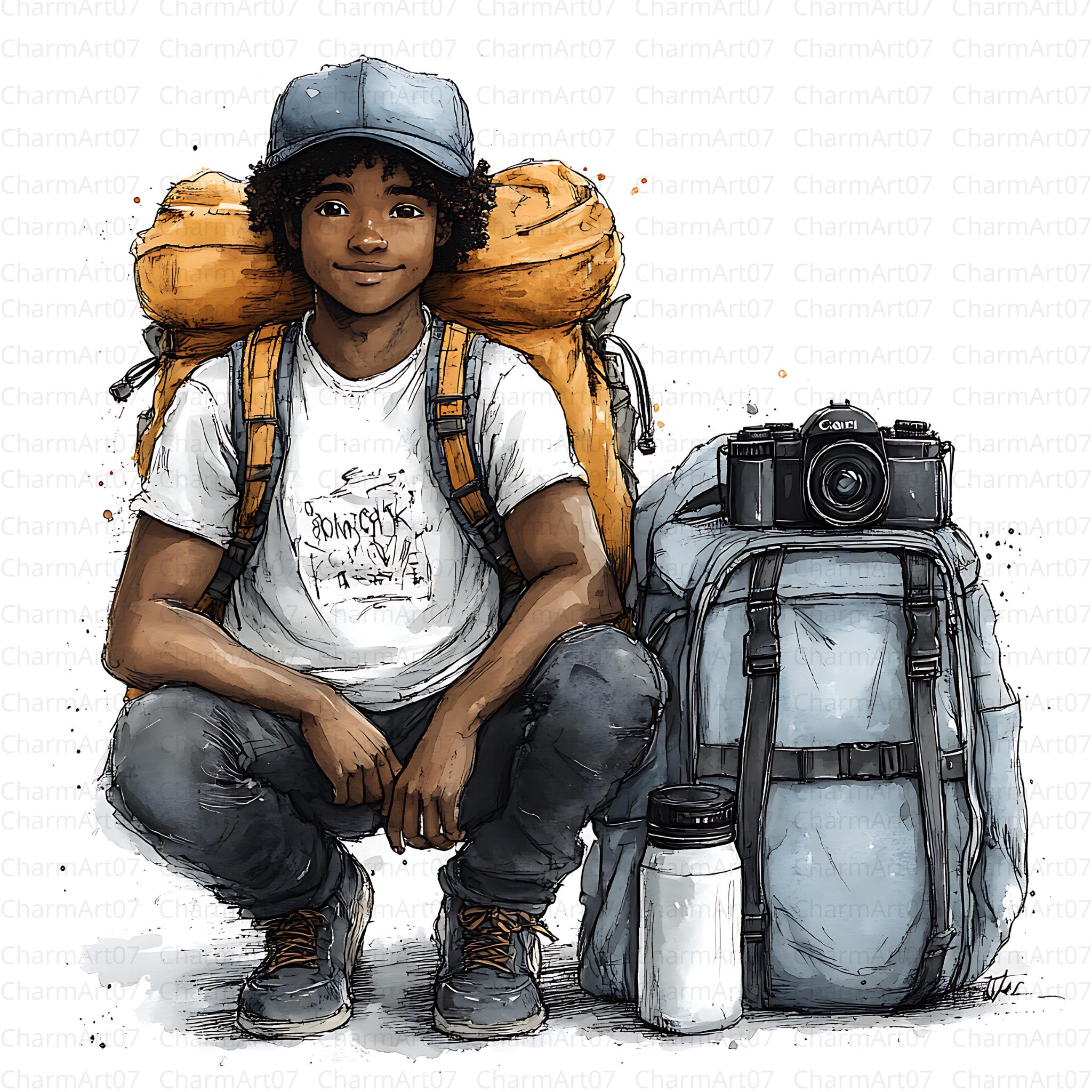 Teen Black Boys Clipart Bundle: Handsome Young Men (digital Download ...