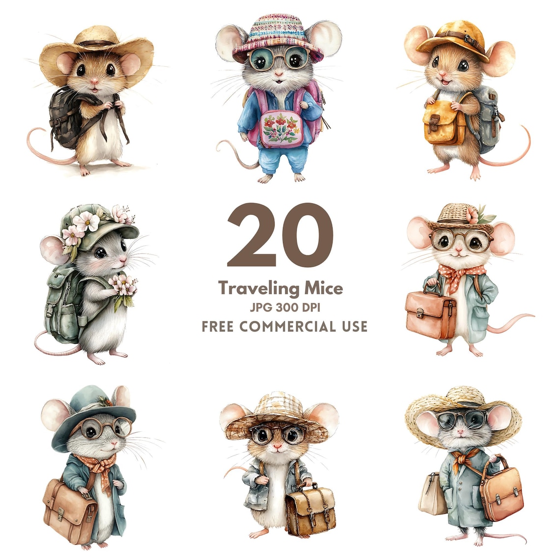 20 Traveling Mice Clipart, High Quality JPG, Rats Travelling Cartoon ...