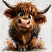 Quirky Highland Cow Clipart: Funny Watercolor Farm Animal (JPG) - Etsy