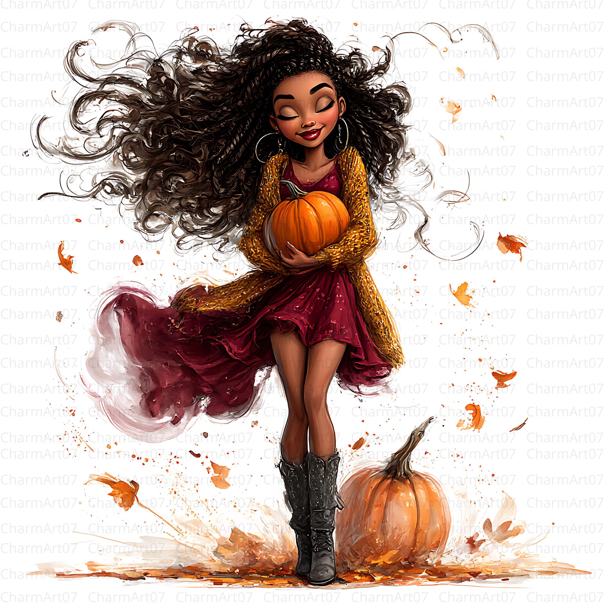 Black Girl Fall Clipart Bundle, Afrocentric Autumn Fashion (JPG) - Etsy