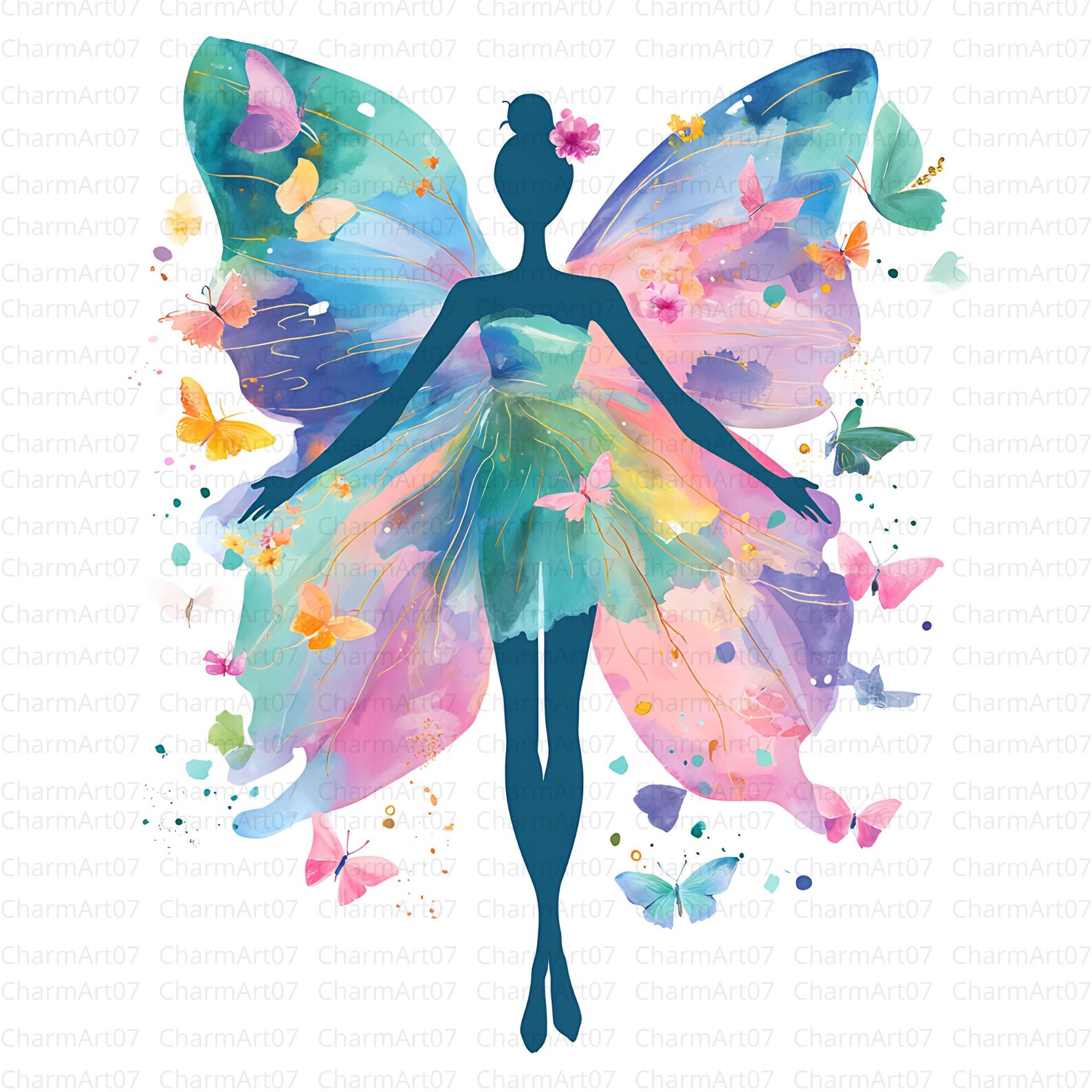 20 Floral Fairy Clipart, Festive Fairy Clipart, Printable Watercolor ...