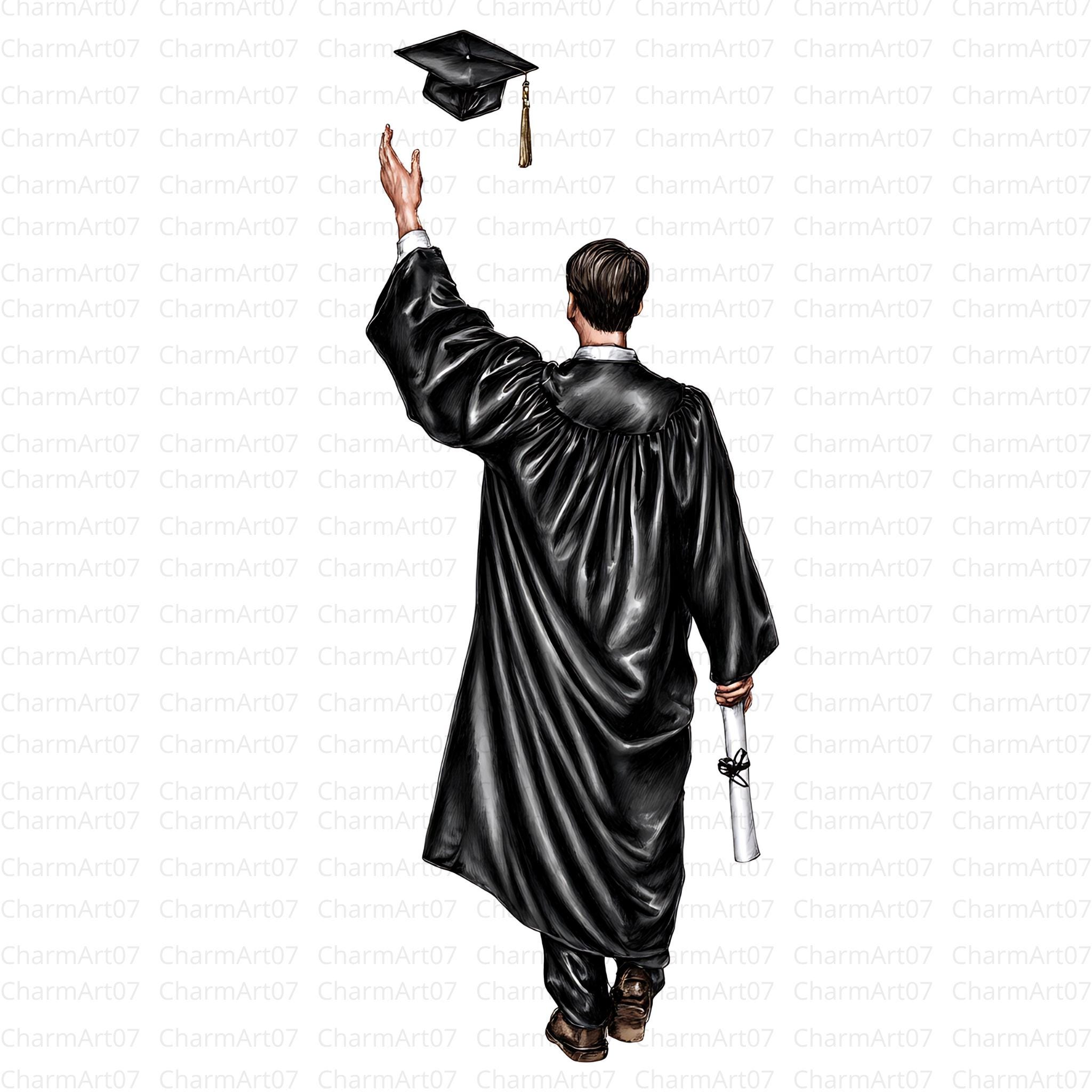 24 Graduation Boy Watercolor Clipart, School Colors (JPG Digital ...