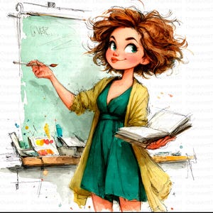 Watercolor Teacher Clipart: School Graphics (digital Download JPG Files ...