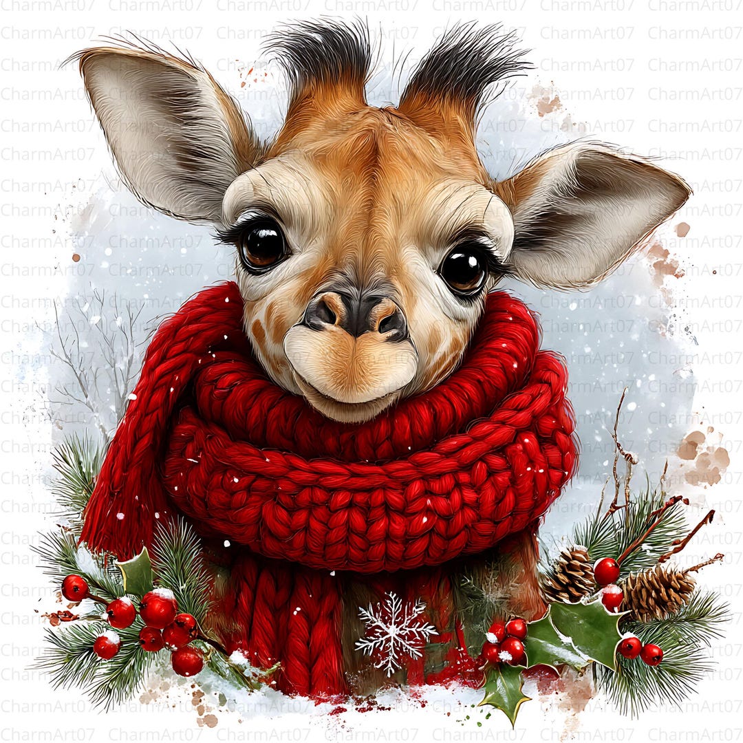 Christmas Giraffe Watercolor Clipart Bundle (digital Download) - Etsy