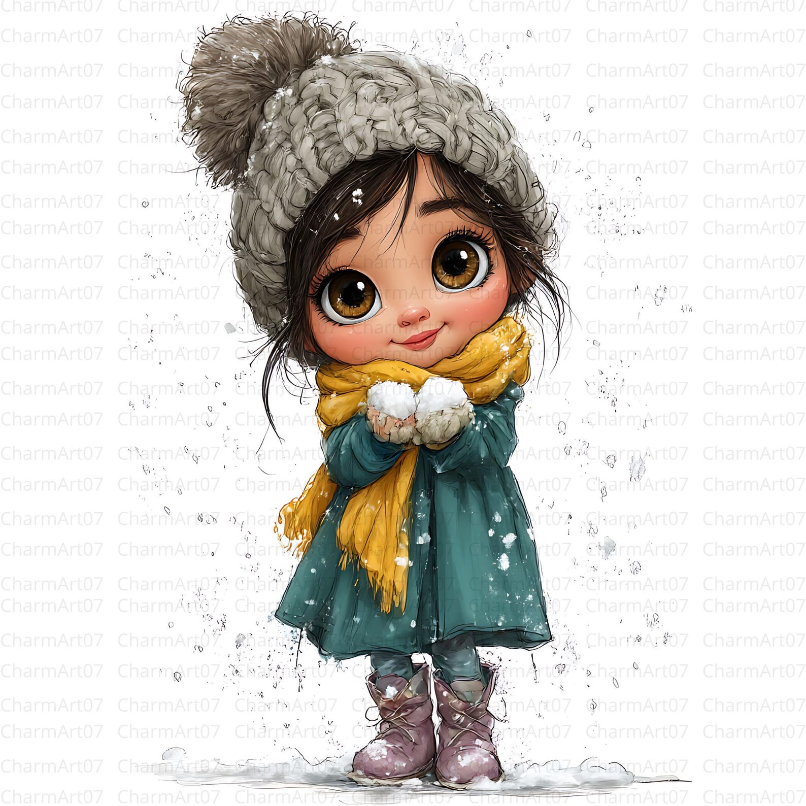 20 Watercolor Winter Girl Clipart: Festive Holiday Designs (JPG ...