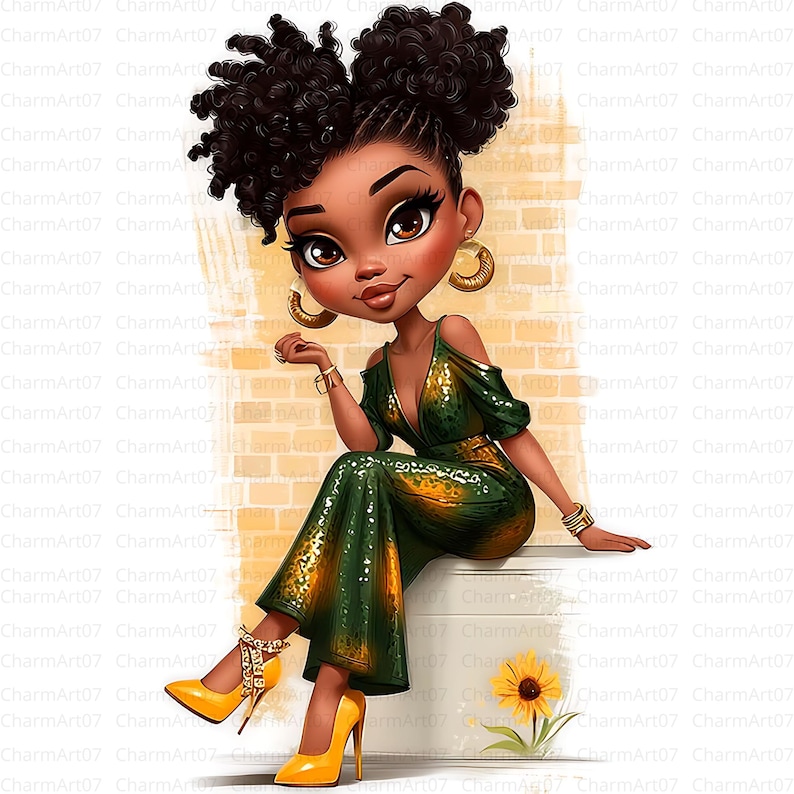 Black Girl Clipart Bundle: Watercolor Afro Graphics (digital Download ...