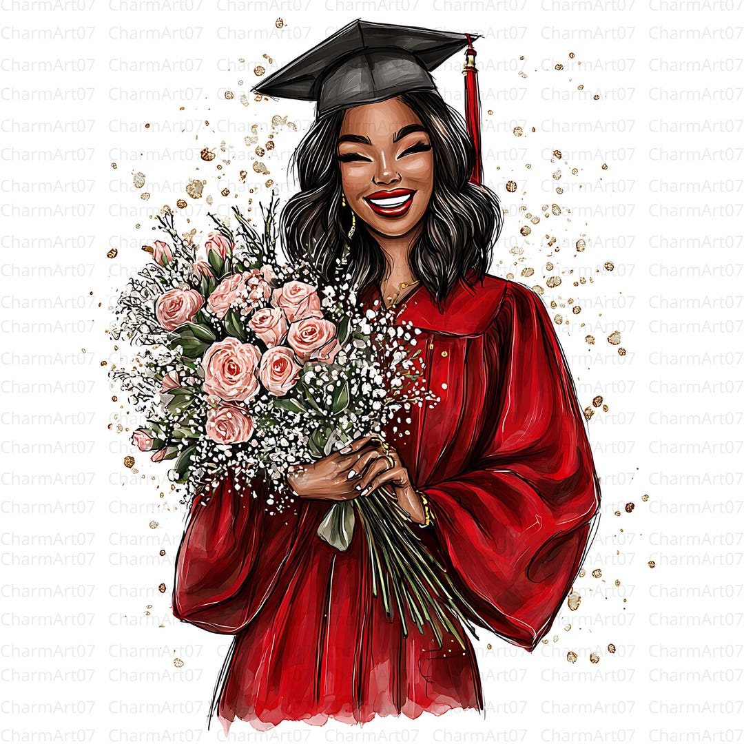22 Black Woman Graduation Clipart: African American Graduate (digital ...