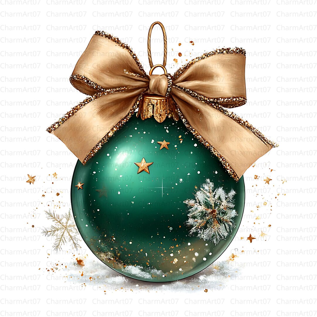 22 Green Christmas Bauble Clipart: Watercolor Holiday Ornament (digital ...