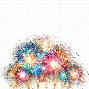 20 Colorful Fireworks Clipart, Rainbow Firecrackers, Sparkling ...