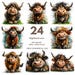 Quirky Highland Cow Clipart: Funny Watercolor Farm Animal (JPG) - Etsy