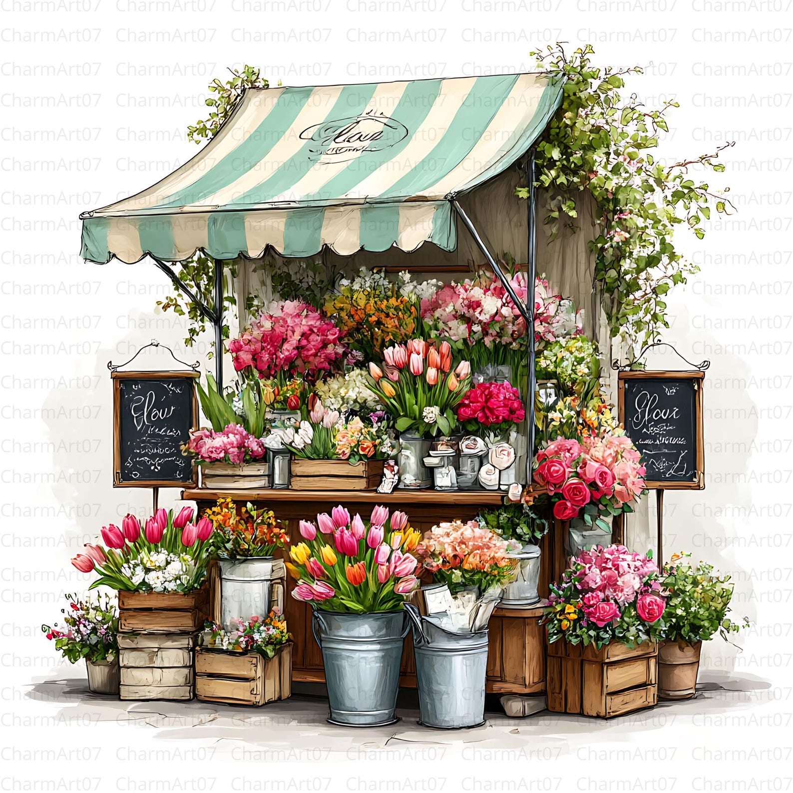 15 Flower Shop Clipart, Watercolor Floral Market (jpgs) - Etsy