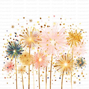 20 Colorful Fireworks Clipart, Rainbow Firecrackers, Sparkling ...