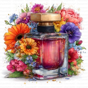 20 Floral Perfume Bottle Clipart: Watercolor Perfumes Set (digital ...